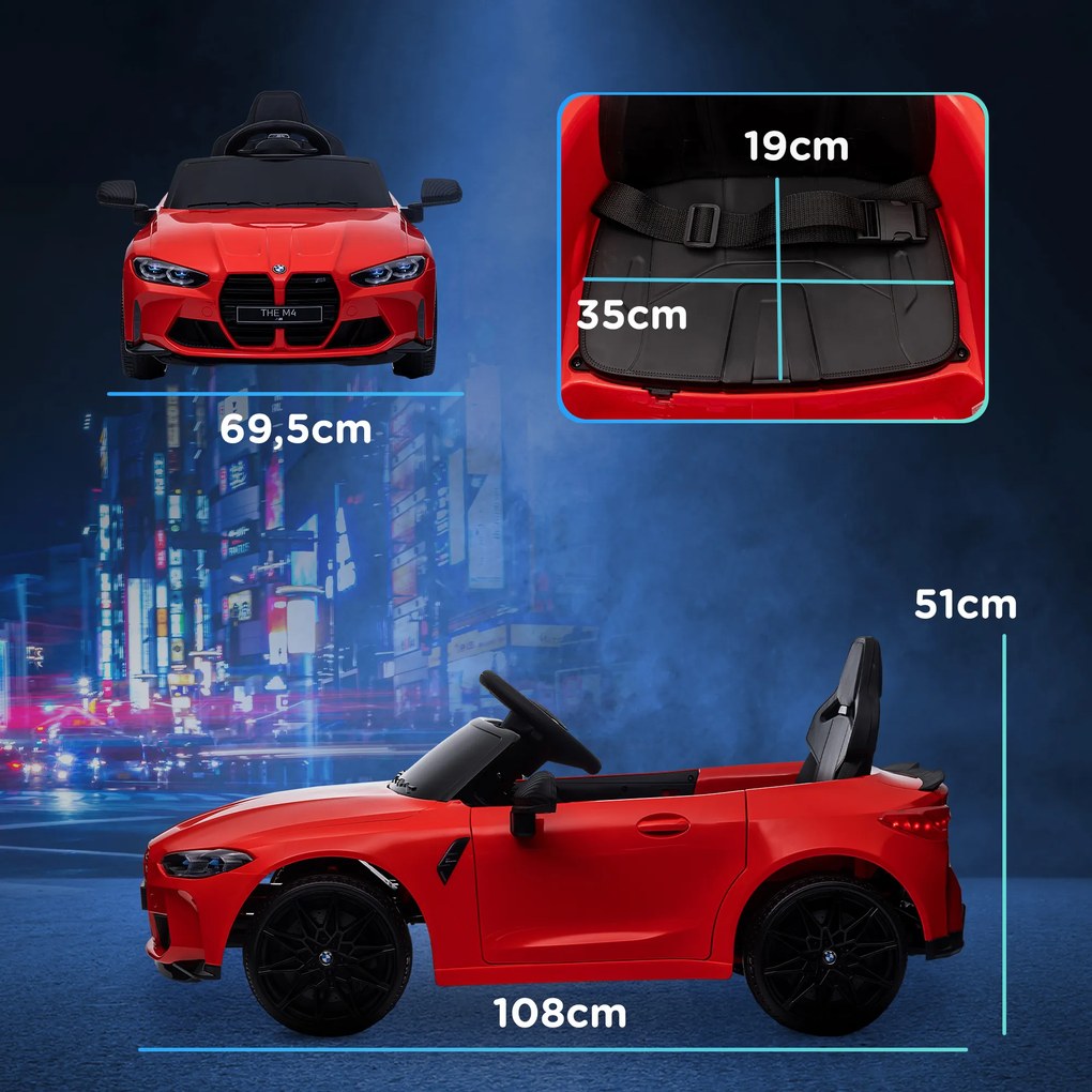 AIYAPLAY dětské elektrické autíčko BMW M4 s dálkovým ovládáním červené
