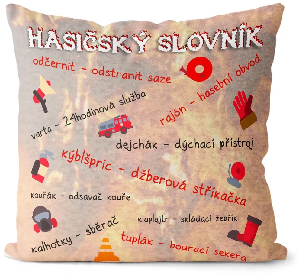 Polštář Hasičský slovník (Velikost: 55 x 55 cm)