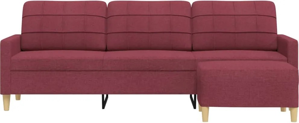3místná pohovka s podnožkou vínová 210 cm textil 3278255