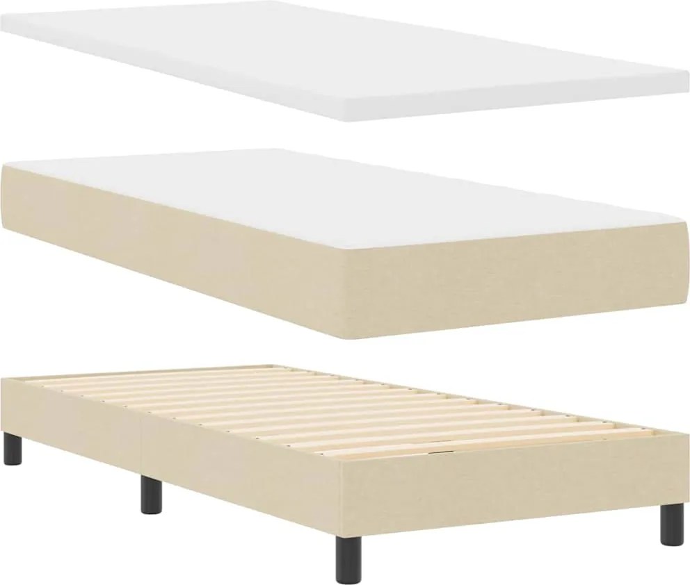 Postel s boxspringem s čelo Krémová 90 x 200 cm textil 3338662