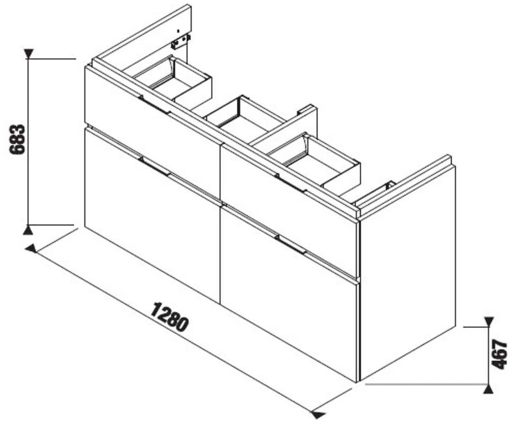 Jika Cubito Pure - Skříňka pod dvojumyvadlo 128x68 cm, bílá H40J4274025001
