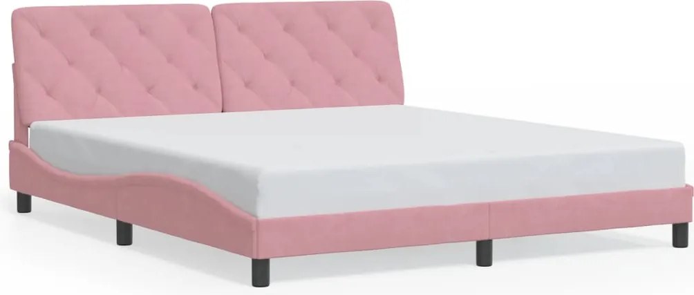Rám postele s LED bez matrace růžový 180 x 200 cm samet 3213872