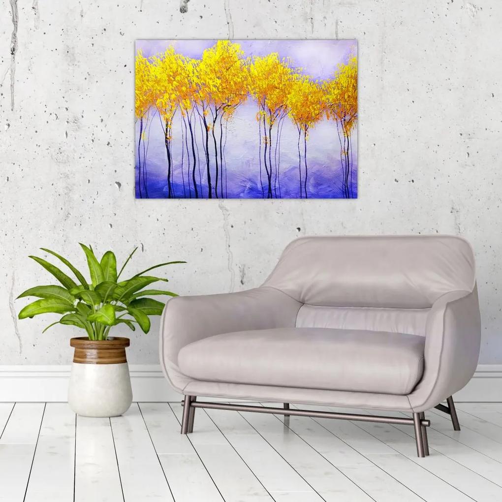 Skleněný obraz žlutých stromů (70x50 cm)