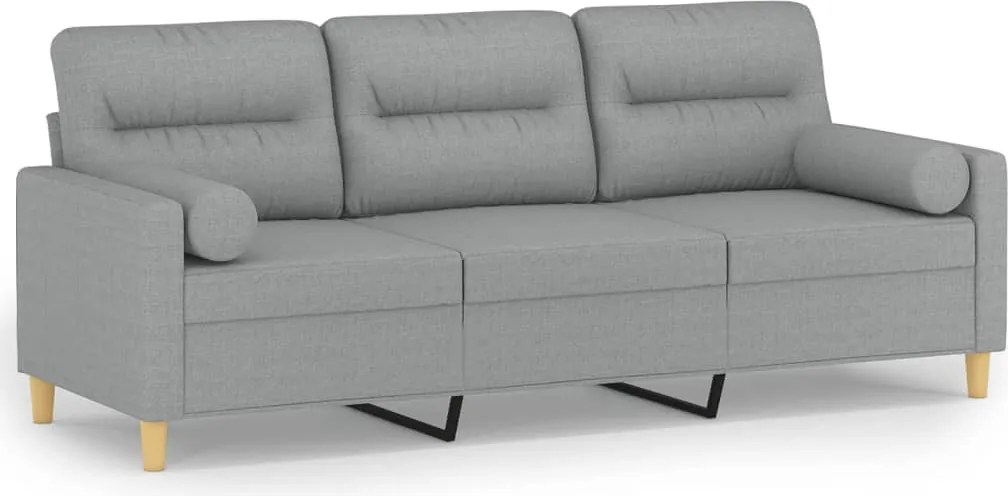 3místná pohovka s polštáři světle šedá 180 cm textil 3200829