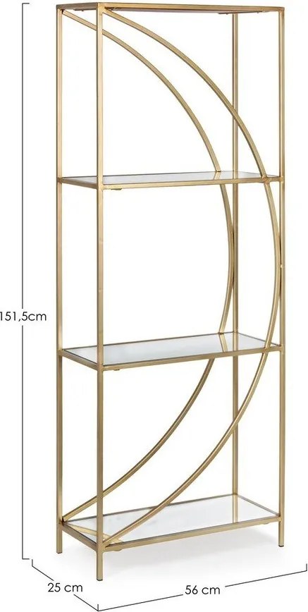 Ocelová knihovna ve zlaté barvě 56x151,5x25 cm Elenor – Bizzotto