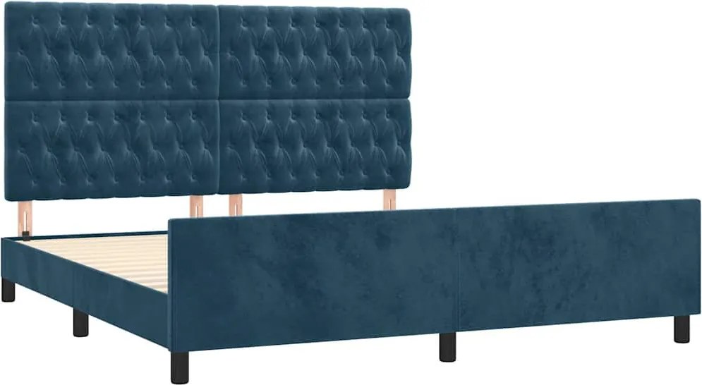 Rám postele s čelem tmavě modrý 180x200 cm samet 3125956