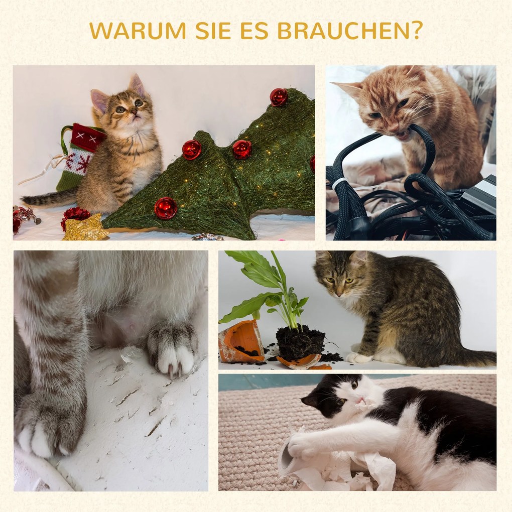 PawHut Škrabací sloup 57 cm Malý kočičí strom s kočičí jeskyní, odpočinkovou platformou, škrabacím panelem, hracím míčem, kočičí nábytek pro kočky do…