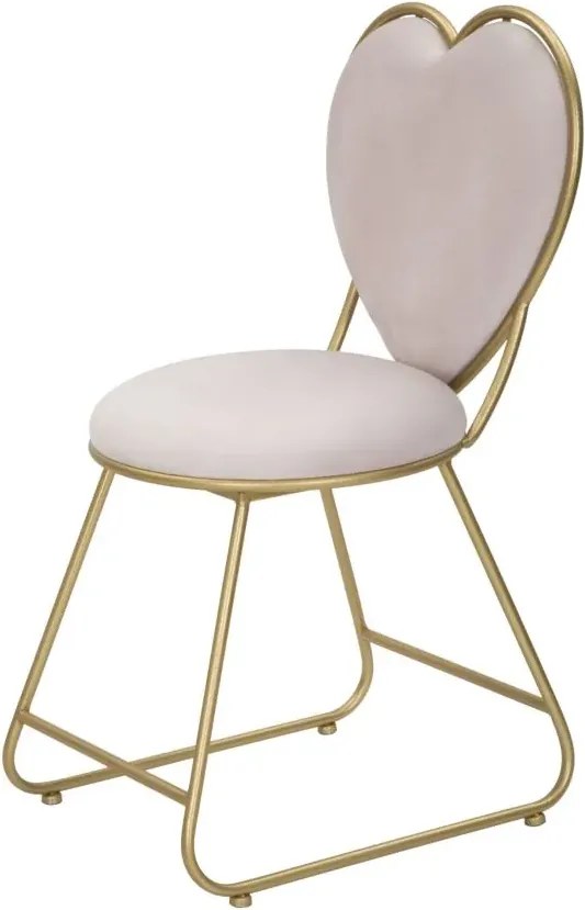 Designová jídelní židle Heart světle růžová/zlatá