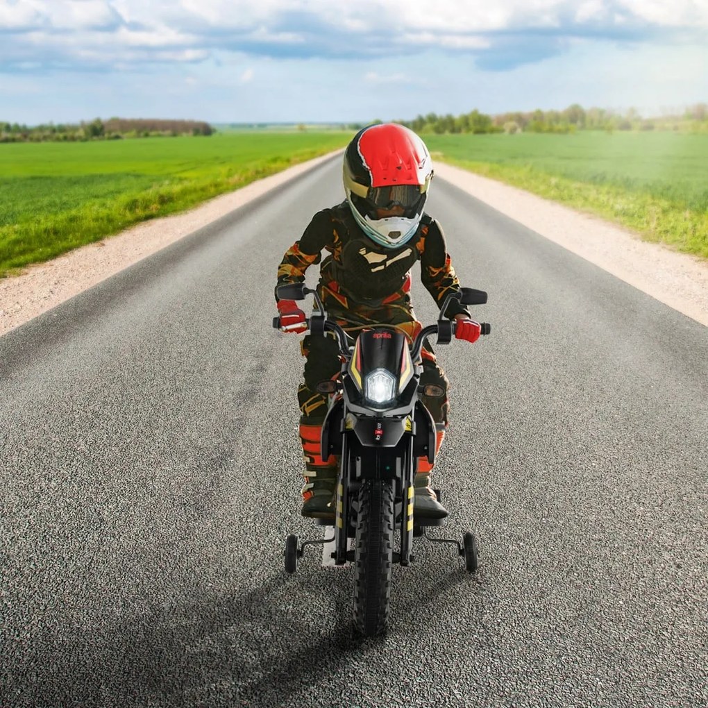 Costway 12 Dětský elektromotocykl V s tréninkovými koly Licencovaný elektrický