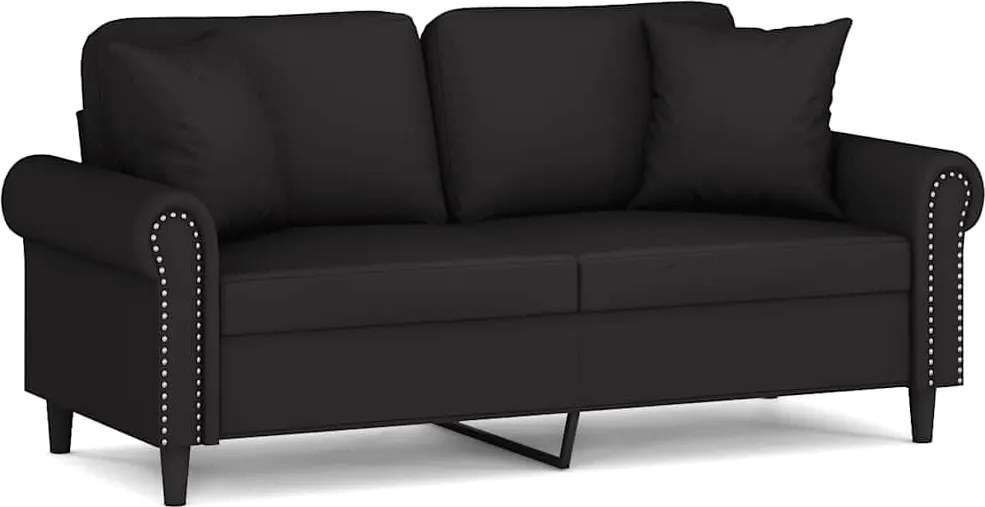 2místná pohovka s polštáři černá 140 cm samet 3200950