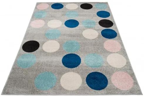 Kusový koberec LAZUR C980B puntíky šedý růžový Rozměr: 240x330 cm