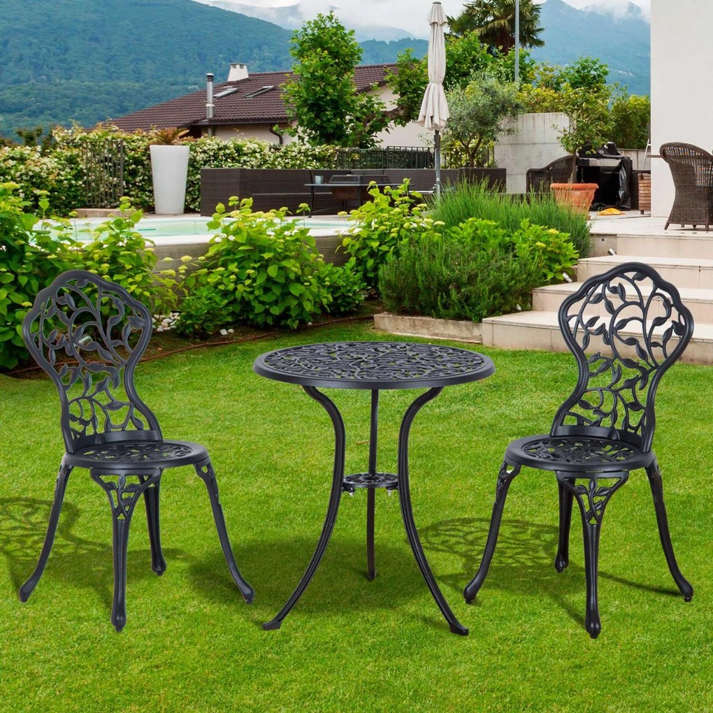 Outsunny Bistro set pro 2 osoby Balkonový nábytek set bistro stůl se 2 židlemi černý