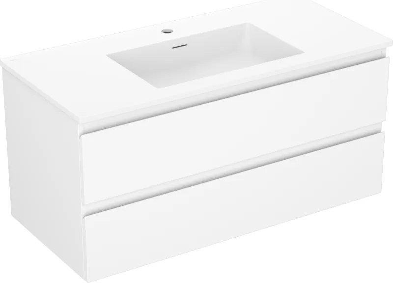 Mexen Orio, koupelnová skříňka 100 cm s umyvadlem Otis, 2 zásuvky, bílá matná, 91A10-10047-2-BFF01-W18M01