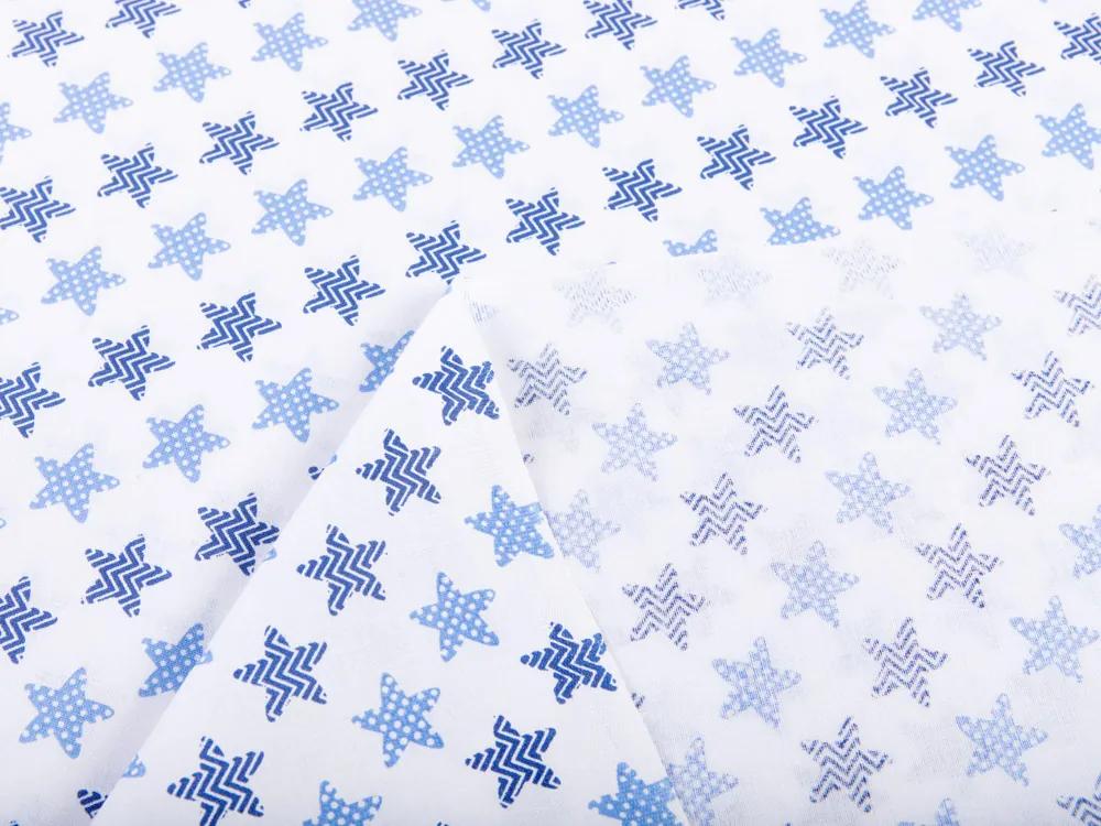Biante Bavlněný závěs Sandra SA-266 Modré hvězdičky na bílém 130x140 cm