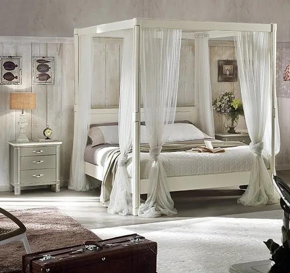 Dvoulůžková postel s nebesy Provence, italský stylový nábytek