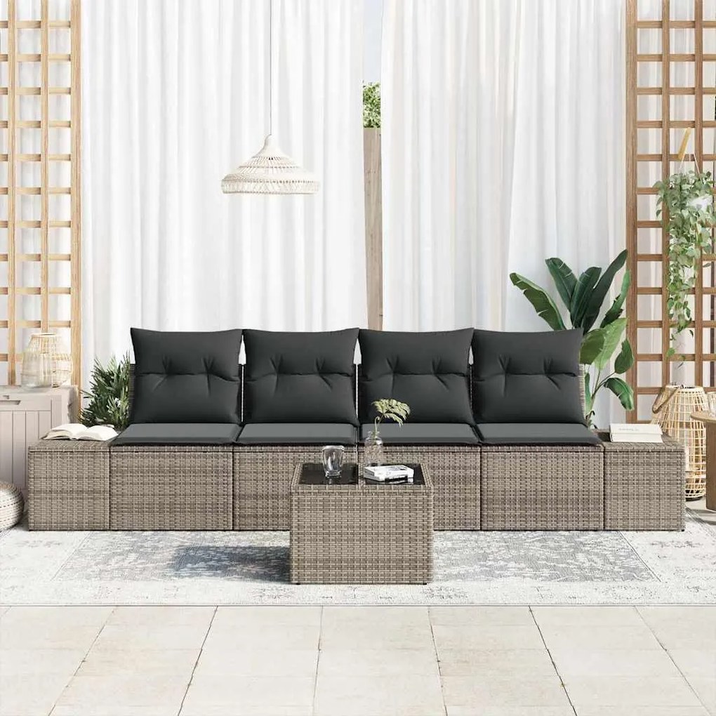 Set pohovek 5 ks Šedá polyratan 3346929