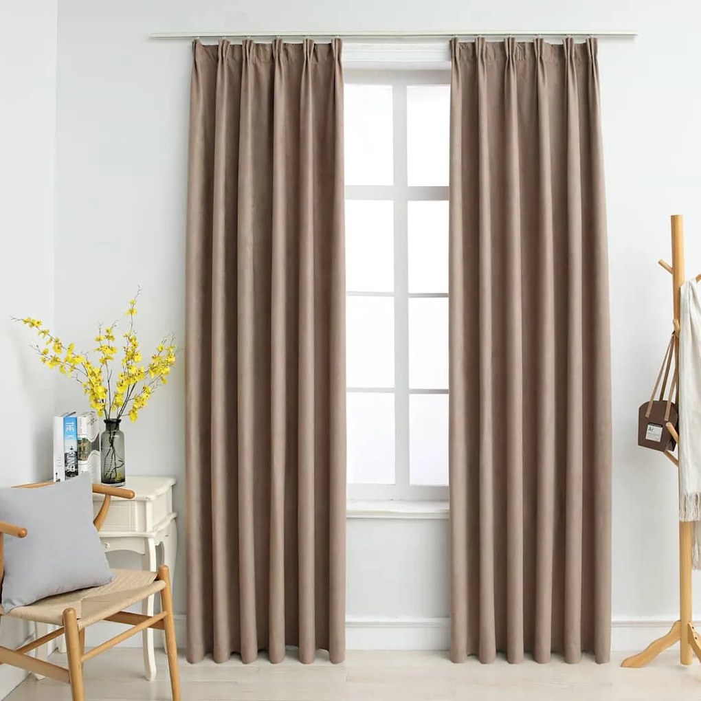 Zatemňovací závěsy s háčky 2 ks taupe 140 x 225 cm 134480