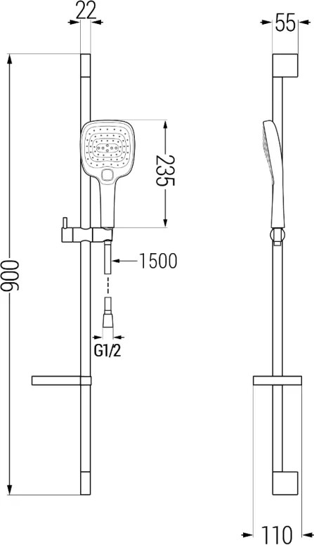 Mexen sprchový set DS17, černá, 785174583-70