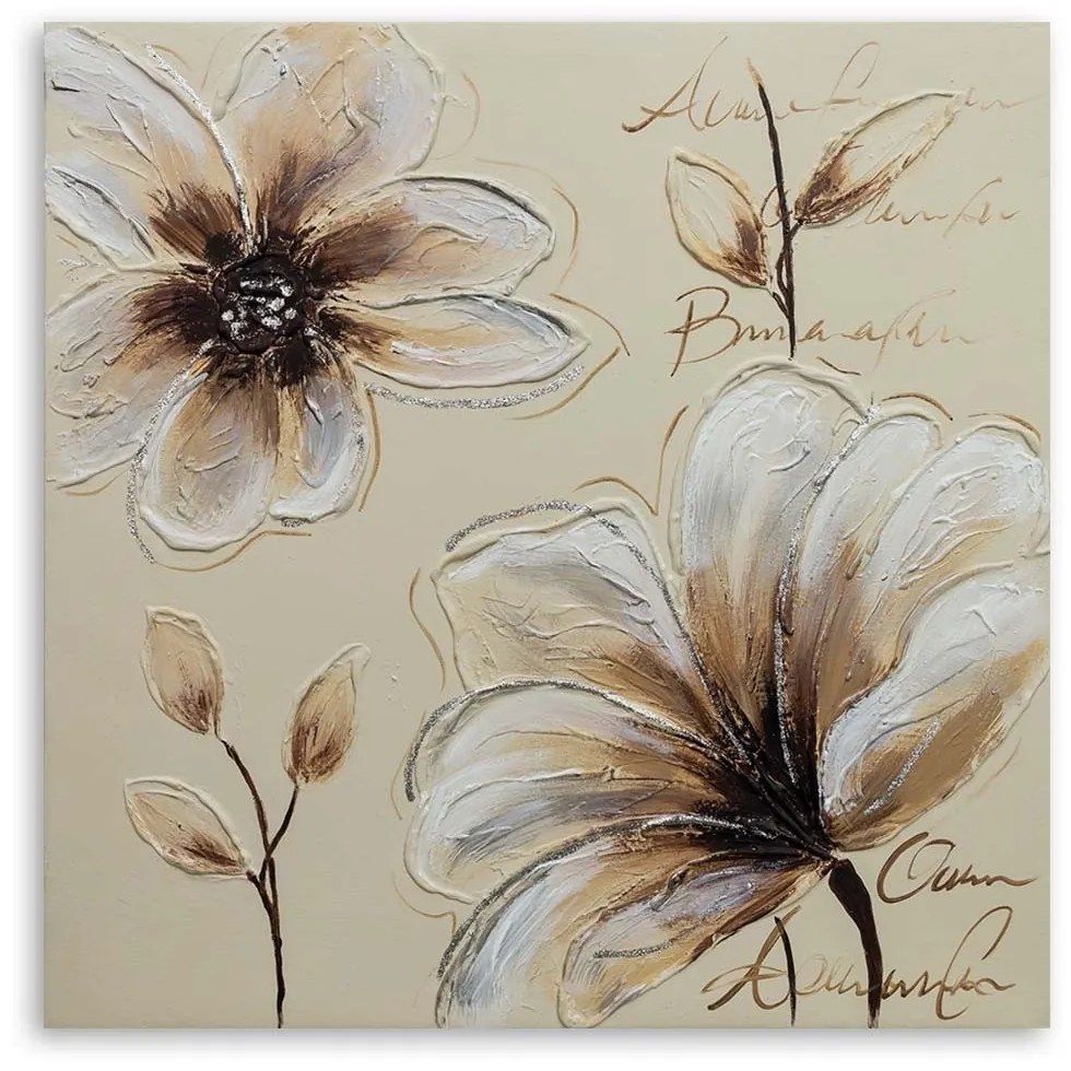 Obraz na plátně Béžová Natura Květiny - 40x40 cm