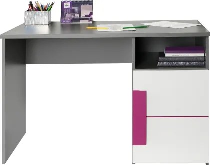 PC stůl, šedá / bílá / fialová, LOBETE 21