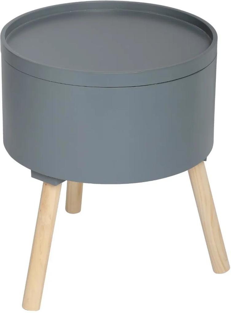 Odkládací stolek, dřevěný stůl, konferenční stolek, kávová stolička, balkonový stolek, OSHI, 2v1, kulatý stůl, 38 x 38 x 45 cm, barva tmavě šedá