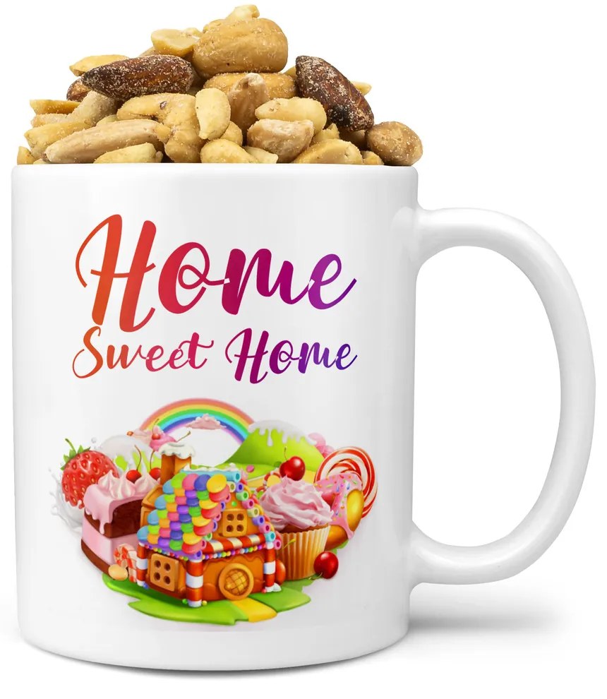 Hrnek Home sweet home – candy (Náplň hrníčku: Směs slaných oříšků)