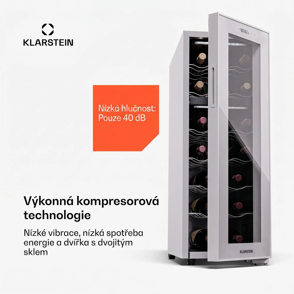 Klarstein Shiraz 18 Duo, vinotéka, 2 zóny, 58 l/18 lahví, 5-18/5-18 °C, dotykové ovládání