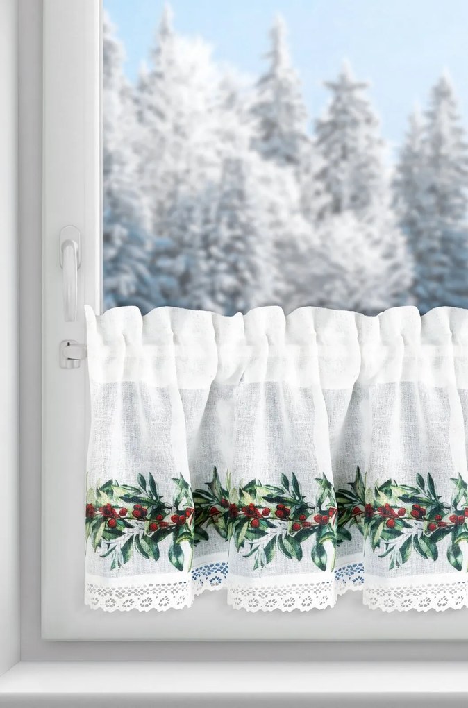 KRÁTKÁ VÁNOČNÍ ZÁCLONA NA PÁSCE XMAS8 150X30 CM VZOROVANÁ