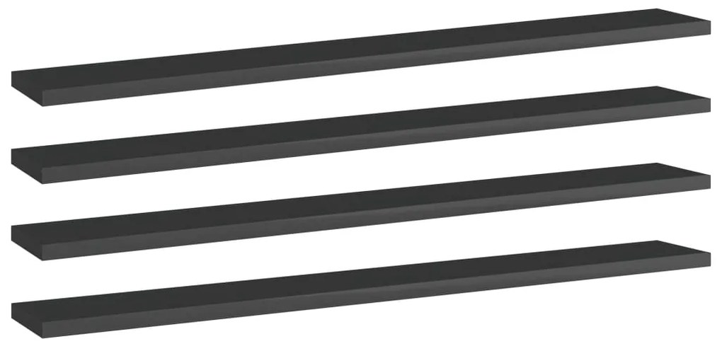 805294 vidaXL Přídavné police 4 ks černé vysoký lesk 80x10x1,5 cm dřevotříska