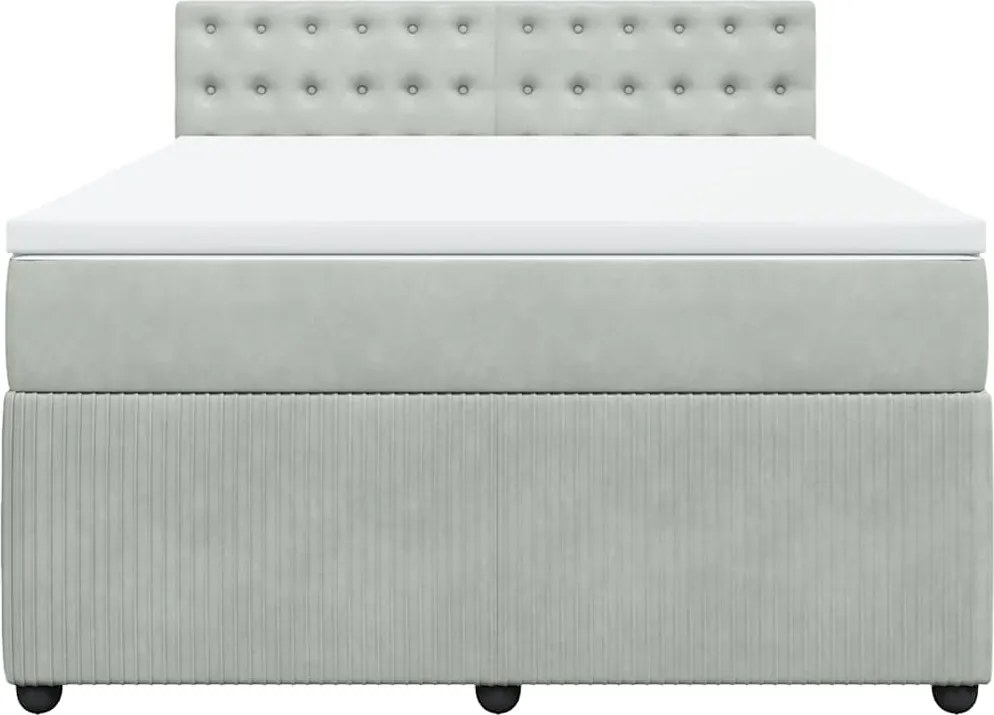 Box spring postel s matrací světle šedá 160x200 cm samet 3290094