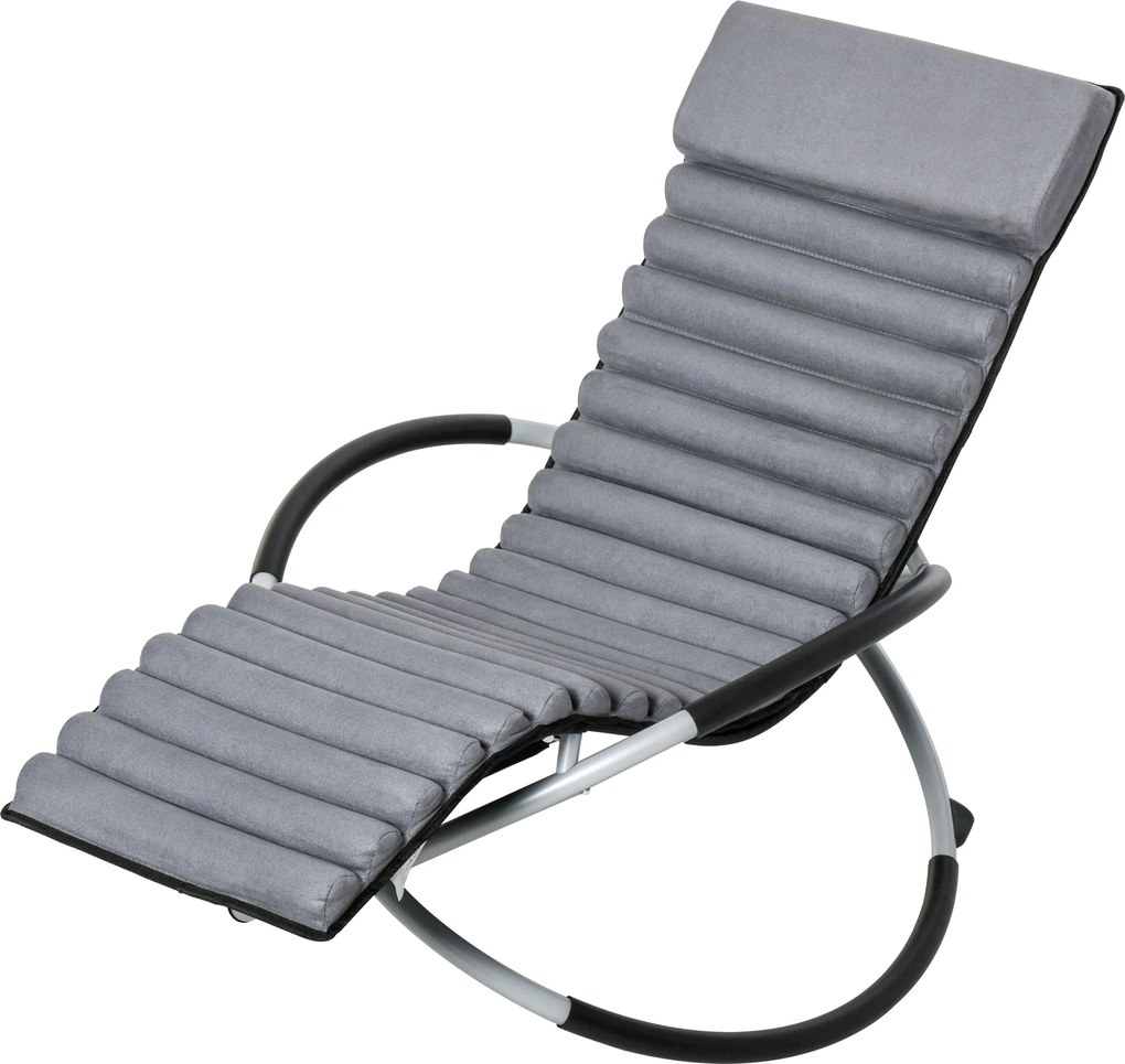 Houpací křeslo Outsunny ergonomické houpací křeslo 2 v 1 zahradní křeslo houpací lehátko kovové textilénové kulovité tmavě šedé 145x74x88 cm pro poho…