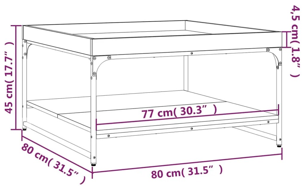 Konferenční stolek černý 80x80x45 cm kompozitní dřevo a železo