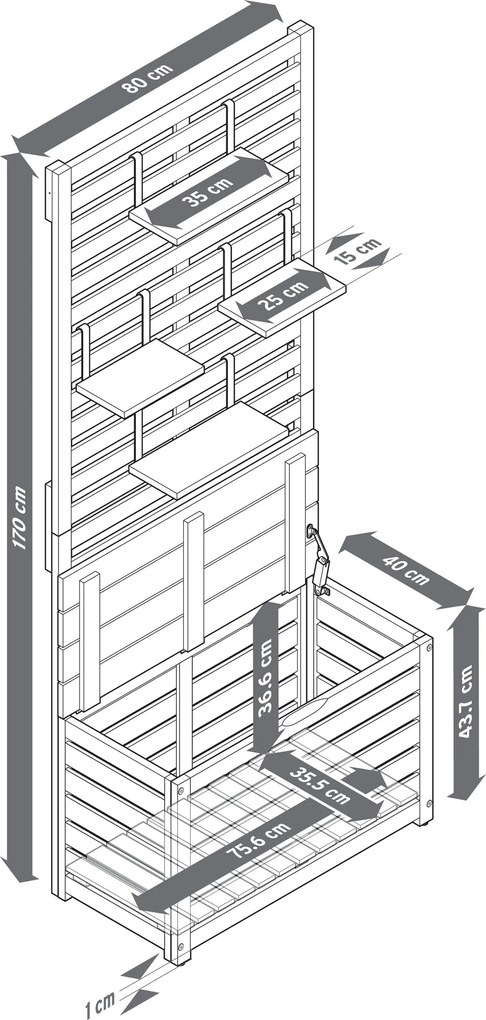 Tchibo - Balkonová lavice s pohledovou ochranou a úložným prostorem - barva: hnědá