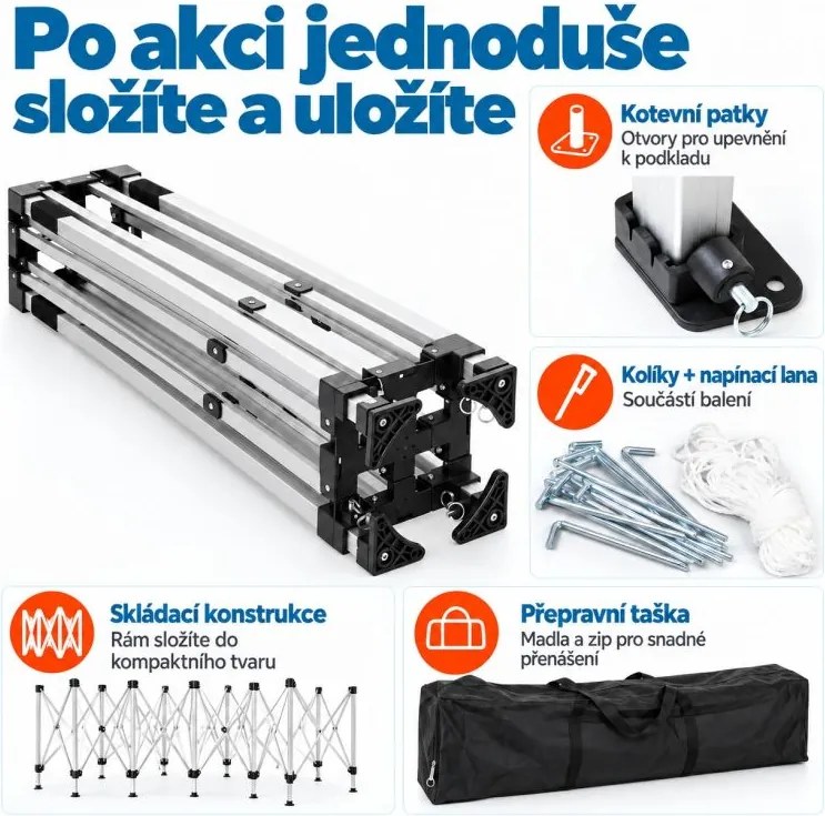 Nůžkový párty stan 3 × 6 m s bočními stěnami, béžový