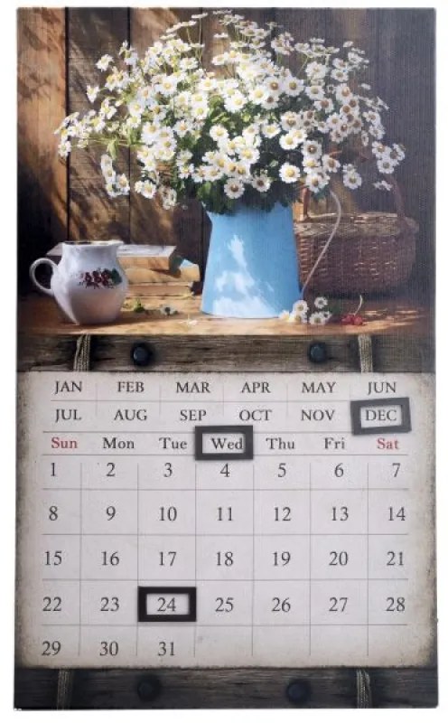 Nástěnný kalendář s magnety 30 x 50 x 1,8 cm kopretiny v modré váze