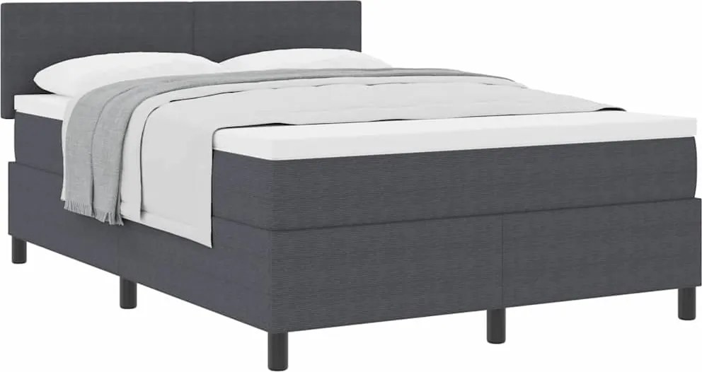 Postel s boxspringem s čelo Tmavě šedá a bílá 140 x 200 cm 3337516