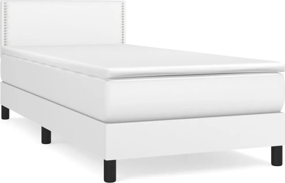Box spring postel s matrací bílá 100x200 cm umělá kůže 3141048