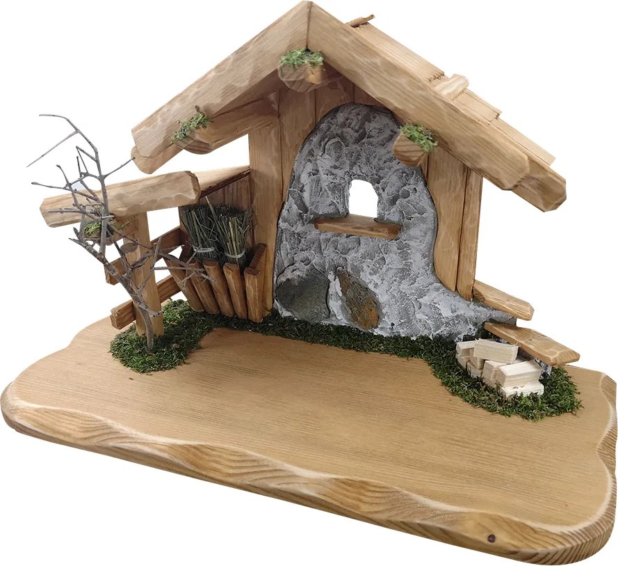 AMADEA Dřevěný betlém BEZ FIGUREK 38 cm, český výrobek