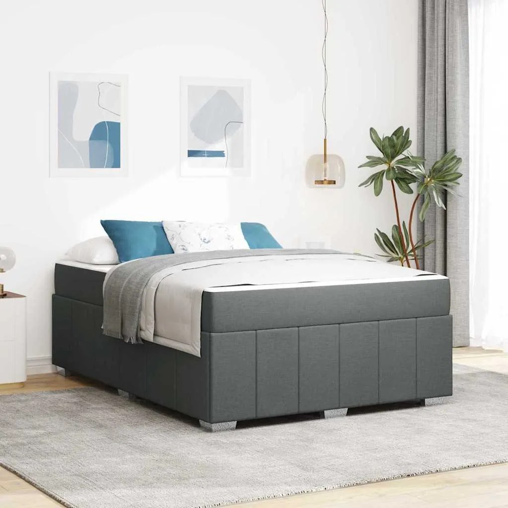 Rám postele s matrací Tmavě šedá 140 x 200 cm textil 3398287