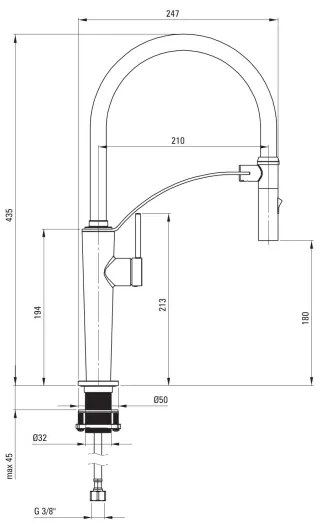 Deante BRC_C72M - Dřezová baterie s flexibilním ramínkem CORDA kartáč. bronzová