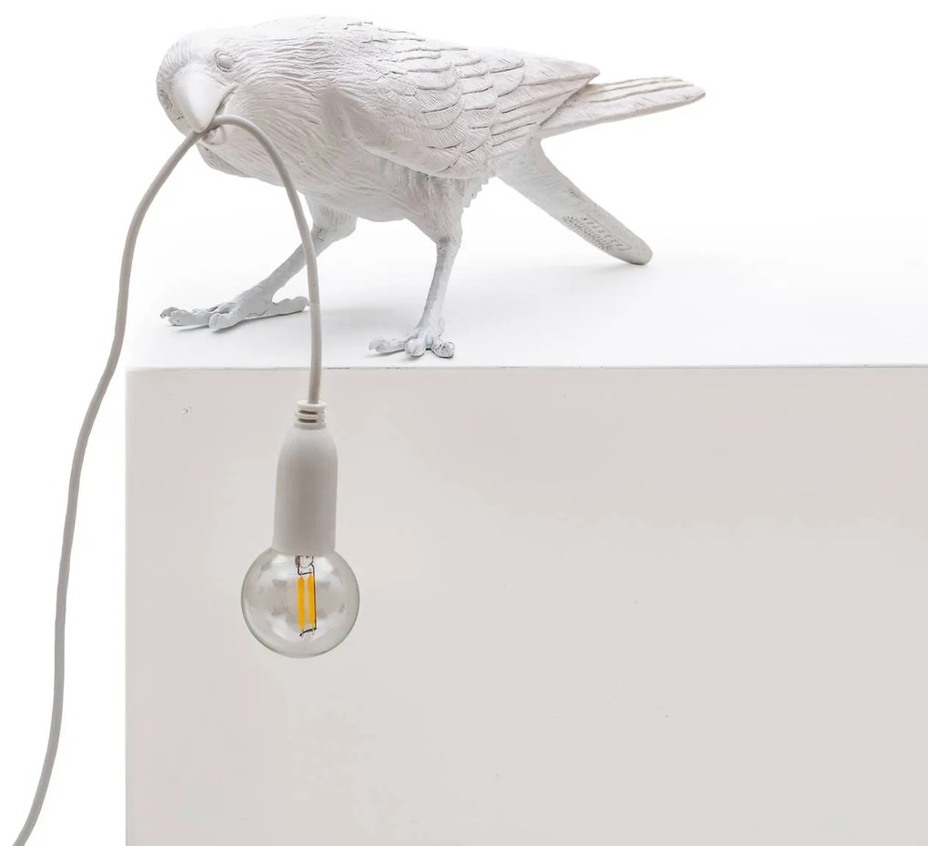 LED deko stolní lampa Bird Lamp, hrající, bílá