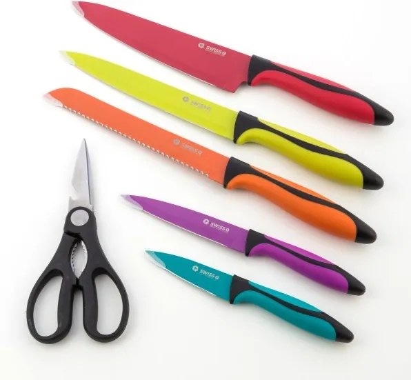 InnovaGoods Sada 5 keramických nožů s kuchyňskými nůžkami V0100150