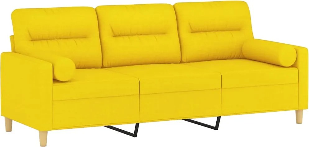 3místná pohovka s polštáři světle žlutá 180 cm textil 3200834