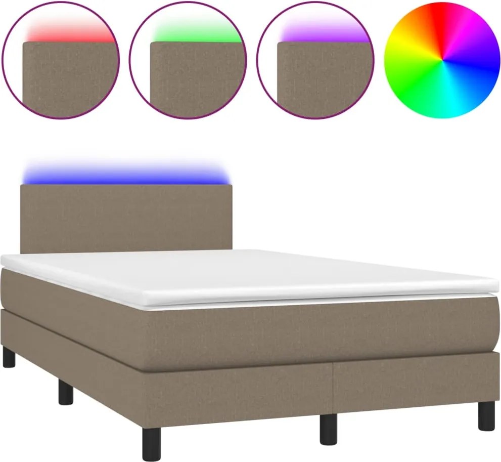 Box spring postel s matrací a LED taupe 120x190 cm textil 3270029