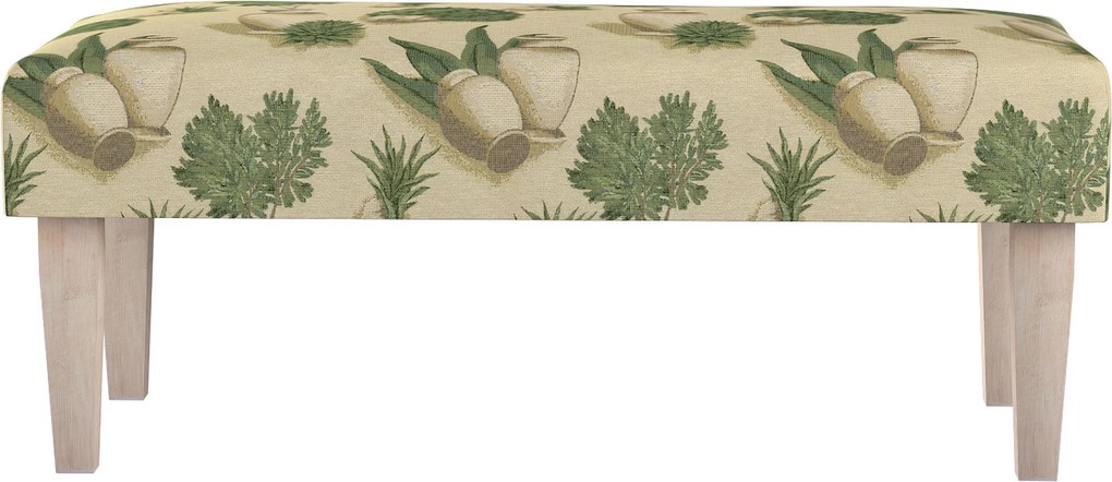 Dlouhá lavička 100x40cm barva béžová látka pletený vzor, vzorované