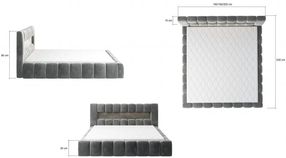 Eltap postel boxspring LAMICA šíře lůžka: 140x200, potahový materiál: samet Monolith 77 modrá