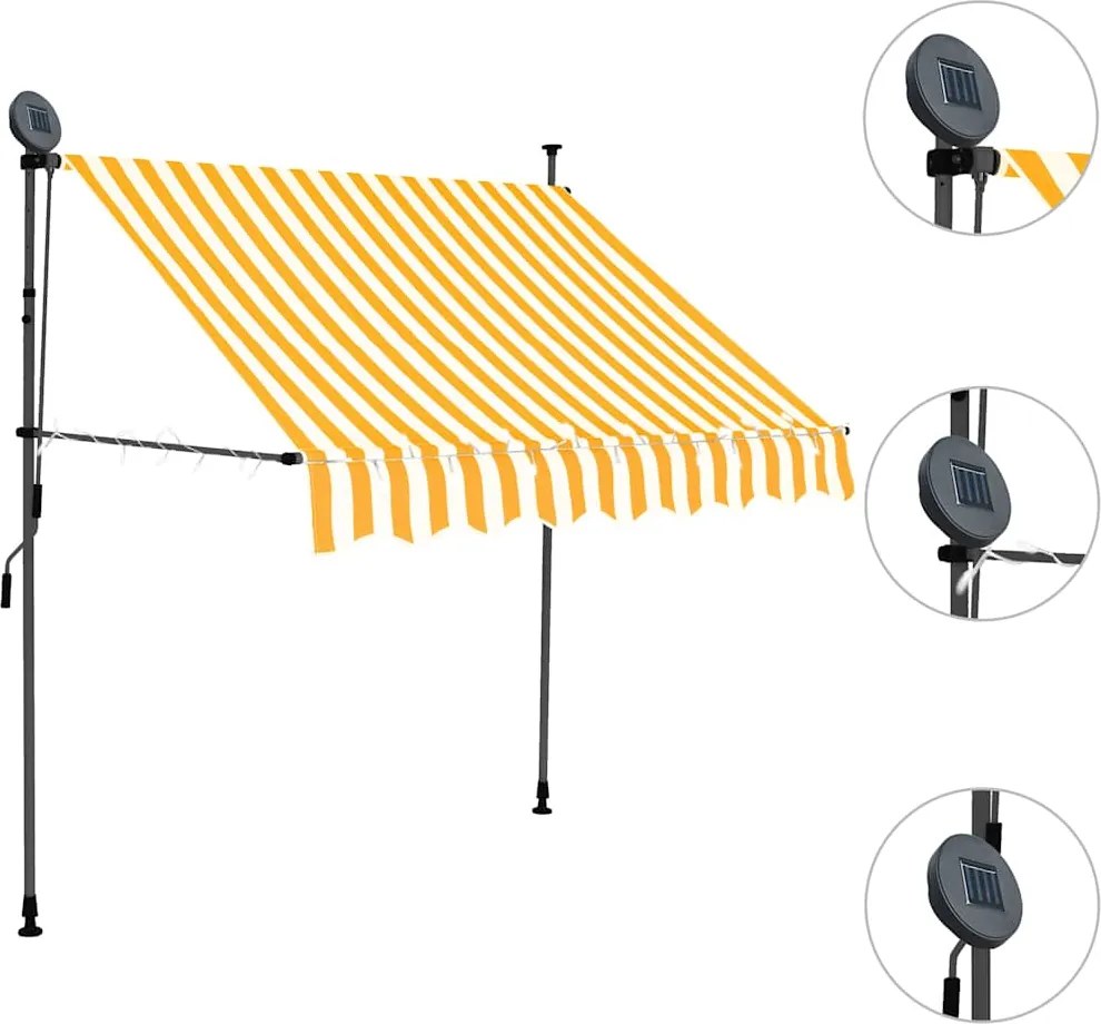 Ručně zatahovací markýza s LED světlem 150 cm bílooranžová 145856