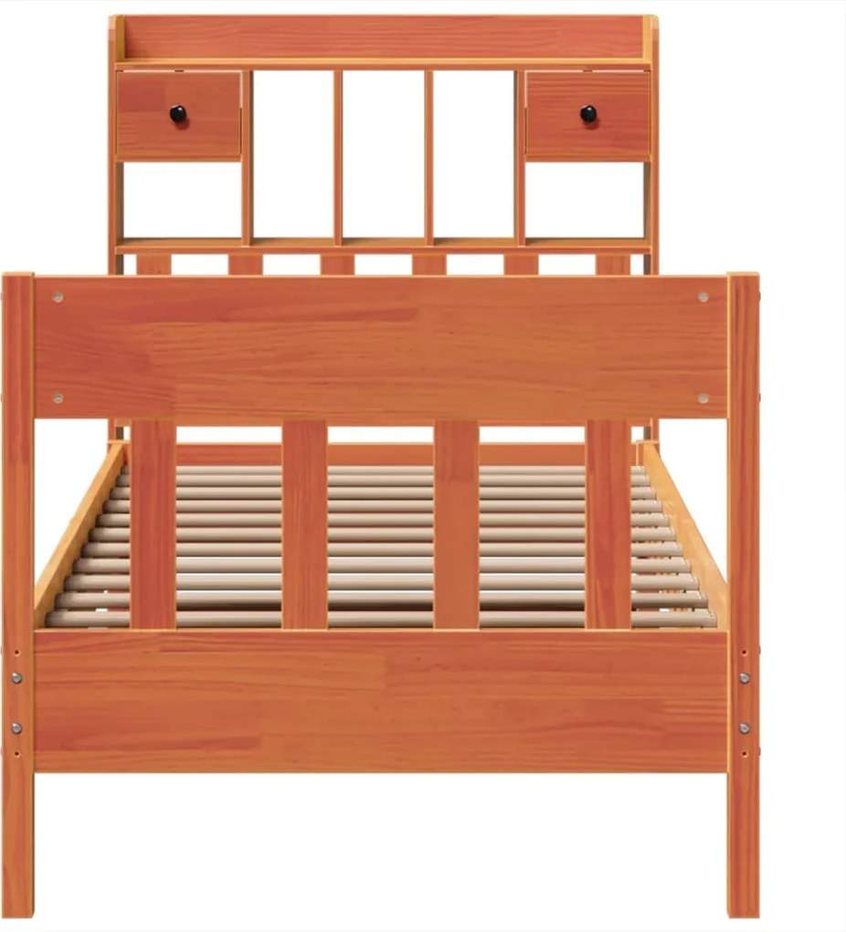 Postel bez matrace voskově hnědá 100 x 200 cm masivní borovice 3323268