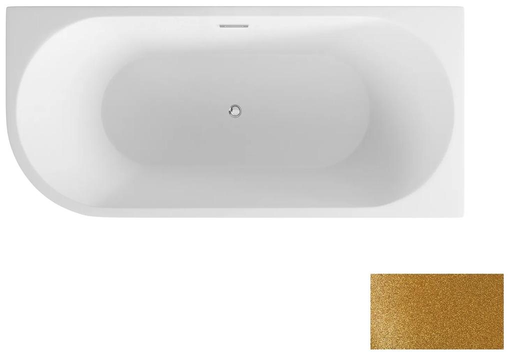 BESCO Volně stojící vana ZOYA Glam - zlatá Barva sifonu - Bílá, Rozměr vany - 150 × 75 cm, Způsob provedení - Levé - VANZOYA150LWG1