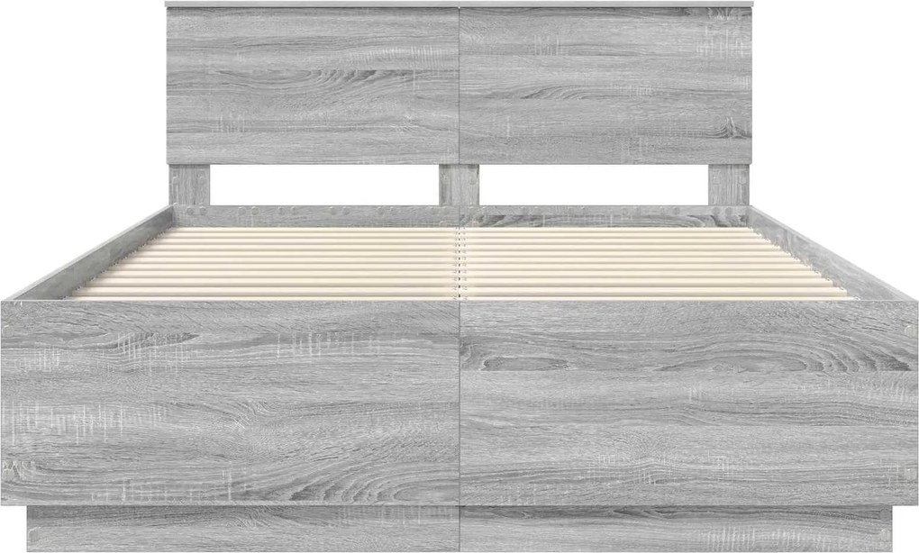 Rám postele s čelo Šedá sonoma 160 x 200 cm Kompozitní dřevo 3408150
